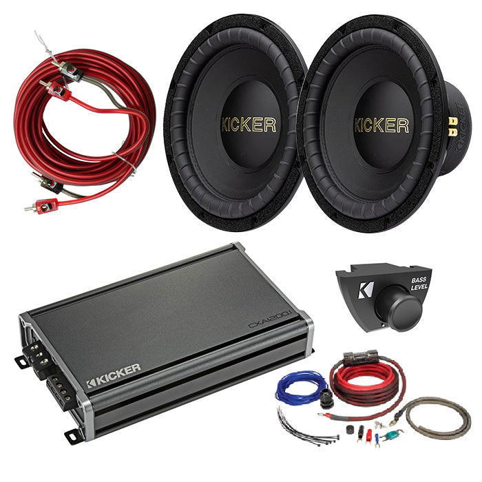 Kicker 50GOLD124 Amplifer and Subwoofer Bundle with Bassknob and Wiring Kit