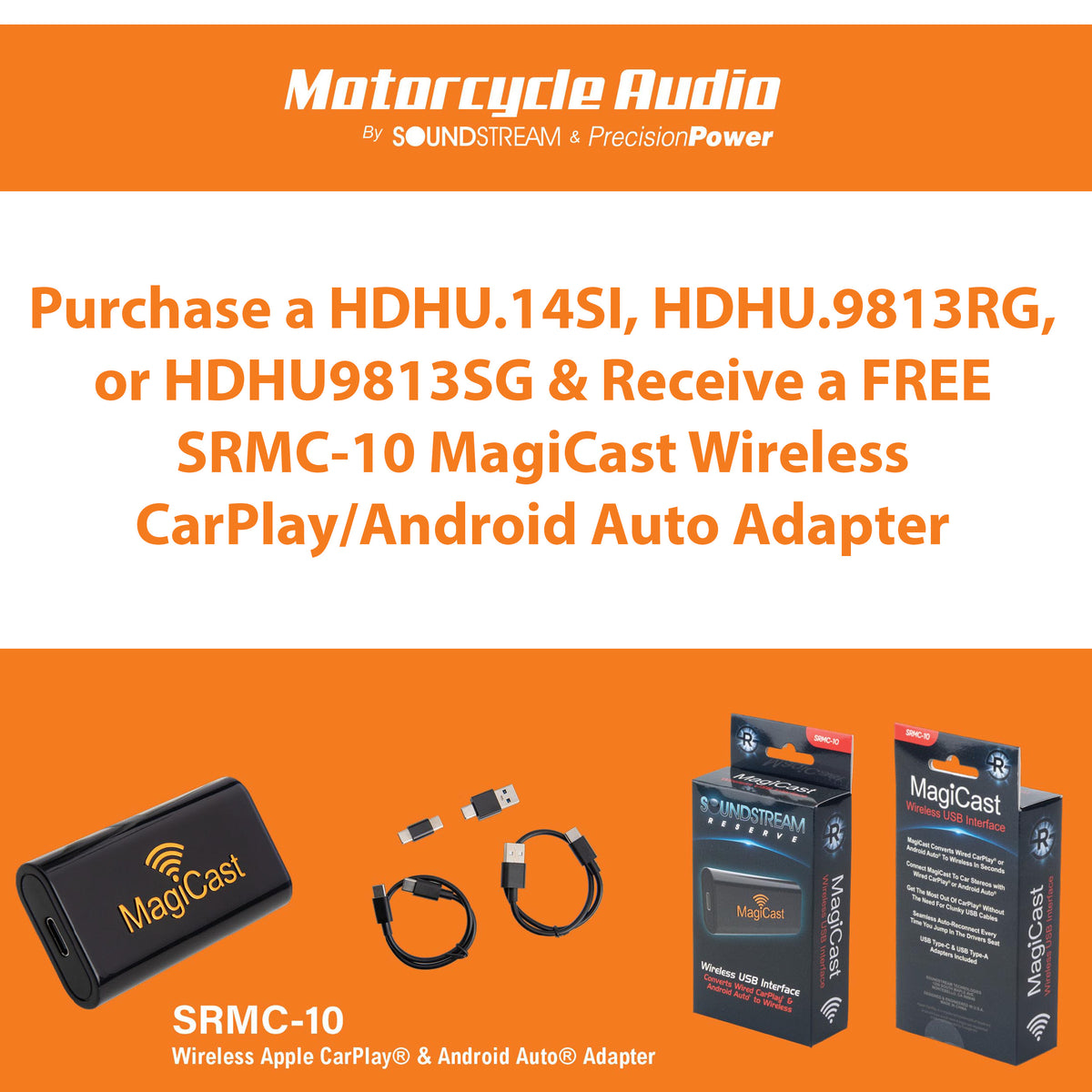 Soundstream HDHU14SI V1 Motorcycle SiriusXM Radio Ready HeadUnit