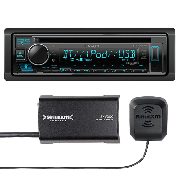 Kenwood KDC-BT35 1-DIN Car Stereo Receiver + SiriusXM SXV300v1 Bundle